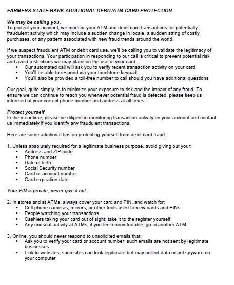 Card Protection from Farmers State Bank